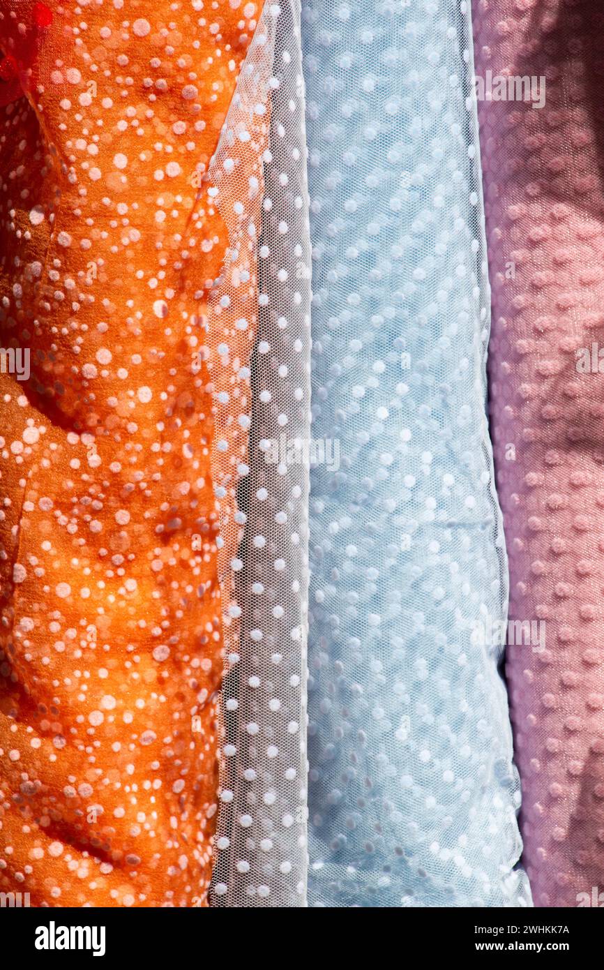 Examples of colorful fabric of various color and type Stock Photo - Alamy