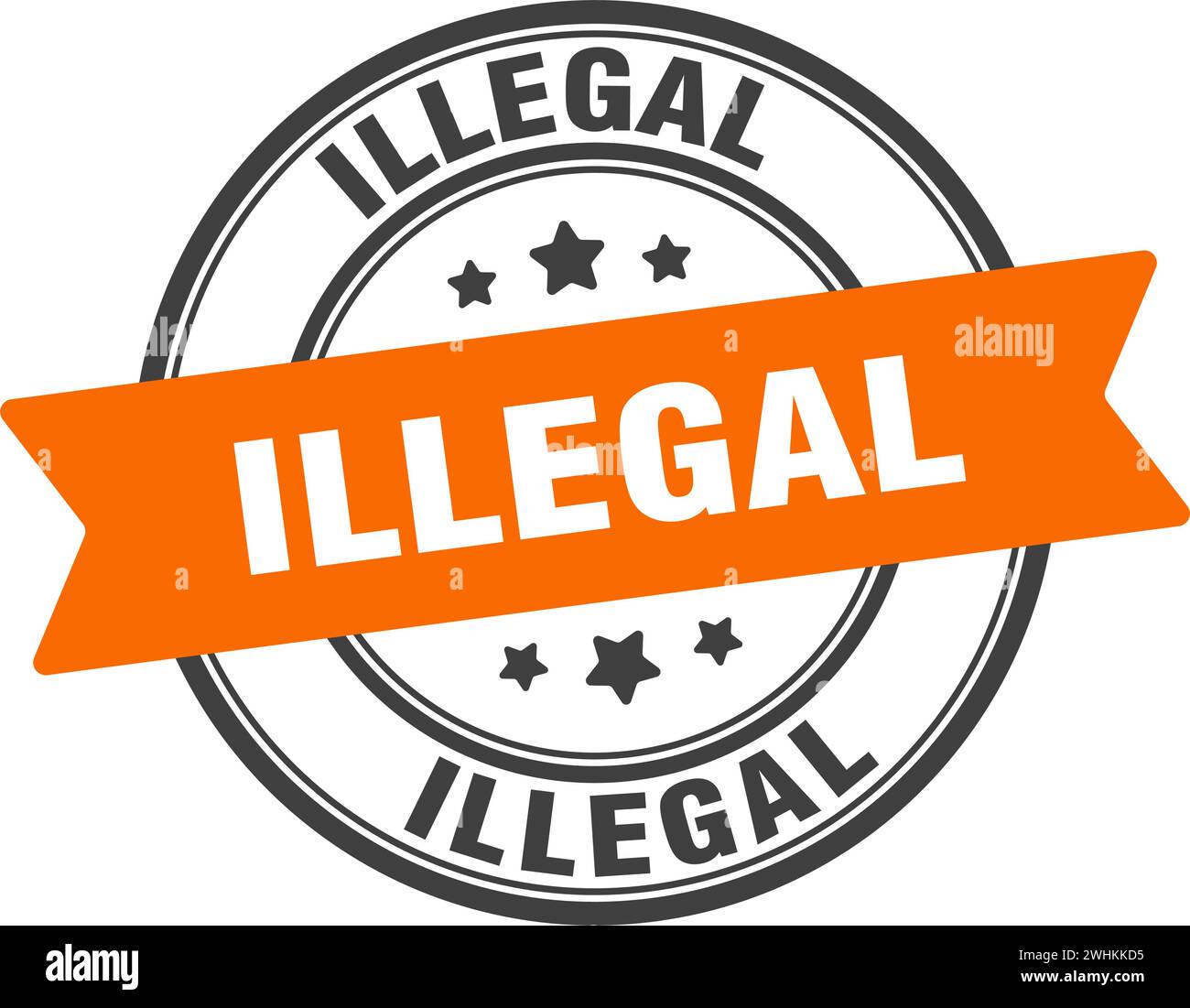 illegal stamp. illegal round sign. label on transparent background ...