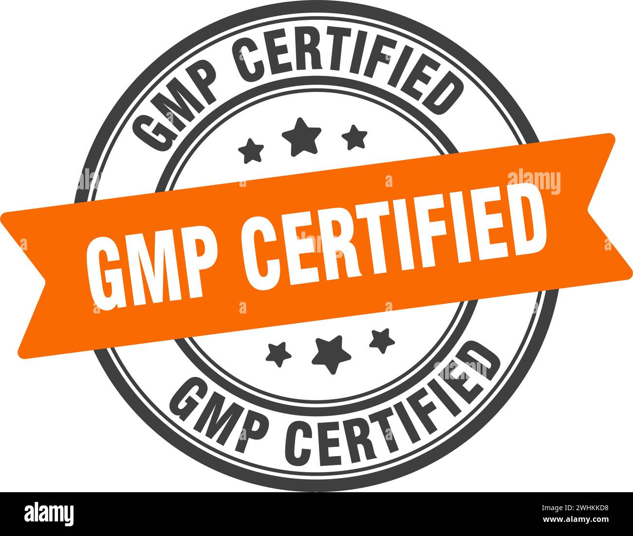 gmp certified stamp. gmp certified round sign. label on transparent ...