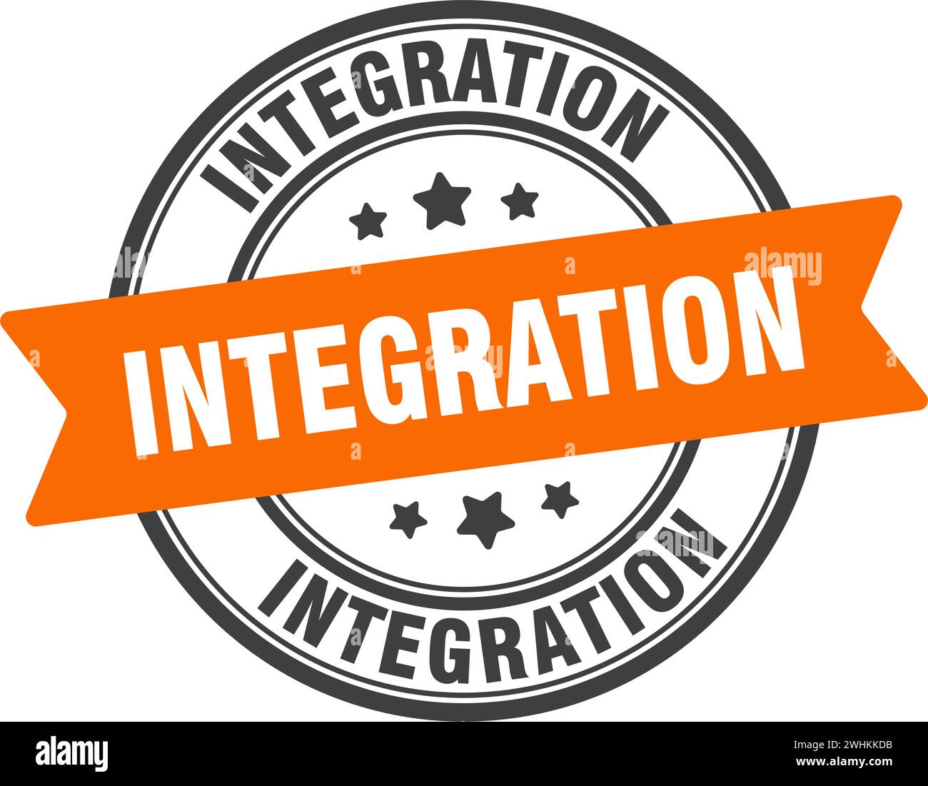 integration stamp. integration round sign. label on transparent ...