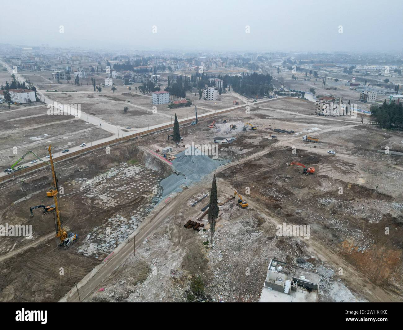 Hatay, Turkey. 08th Feb, 2024. (EDITOR'S NOTE: Image taken with a drone ...