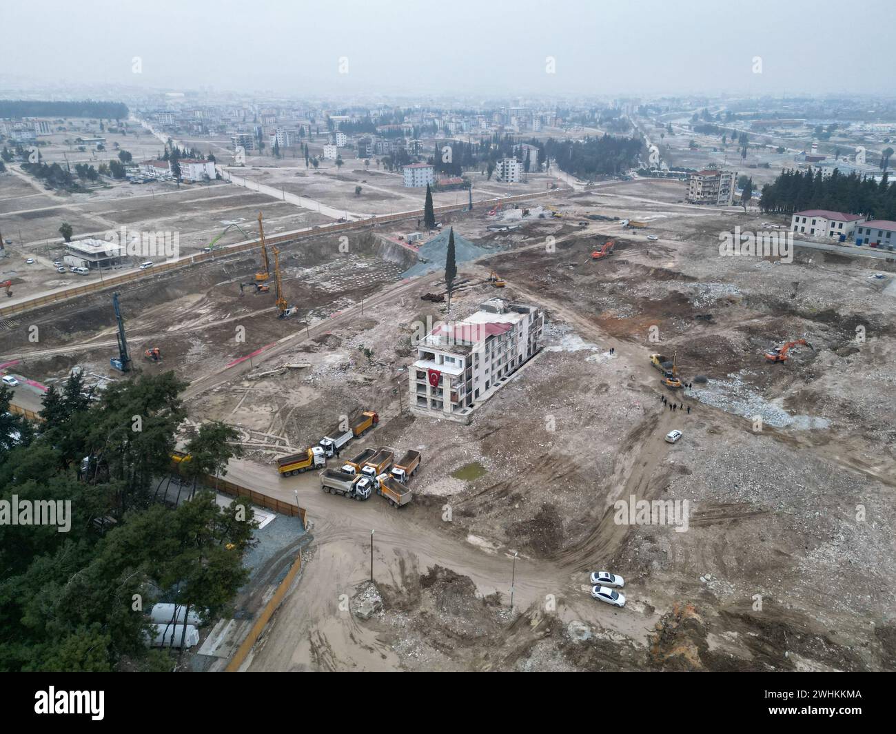 Hatay, Turkey. 08th Feb, 2024. (EDITOR'S NOTE: Image taken with a drone ...