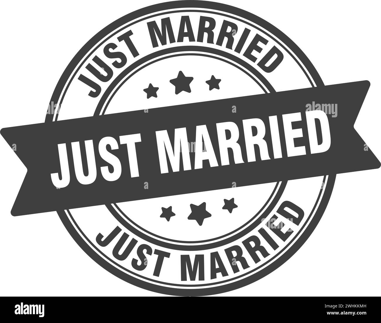 just married stamp. just married round sign. label on transparent ...