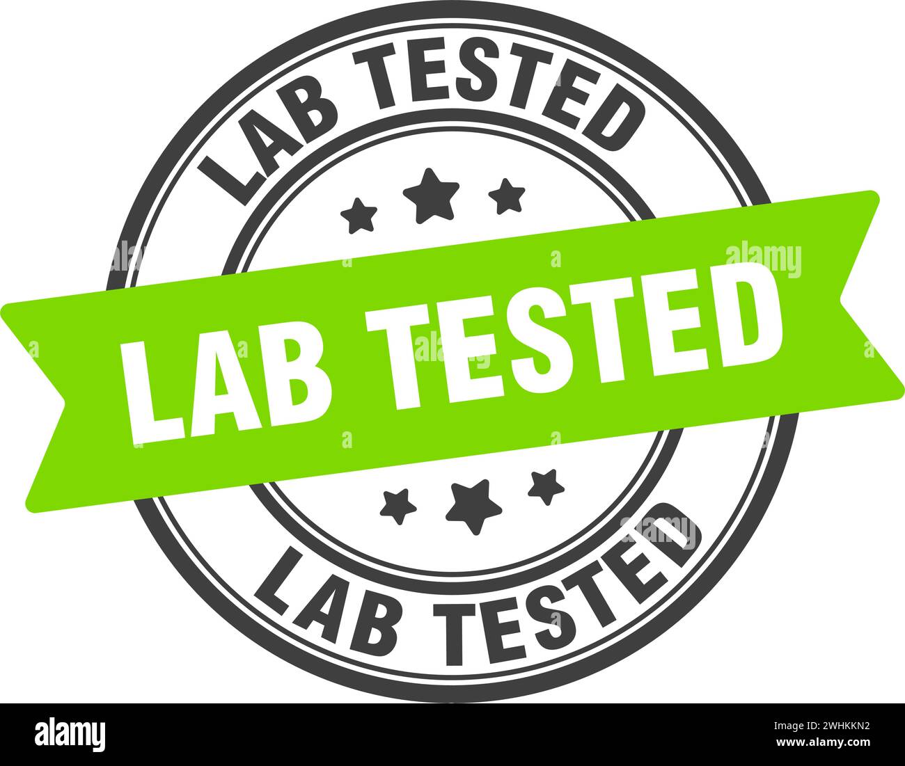 lab tested stamp. lab tested round sign. label on transparent ...
