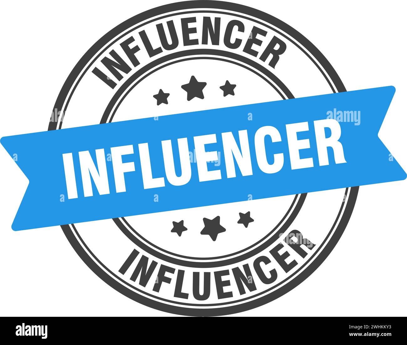 influencer stamp. influencer round sign. label on transparent ...