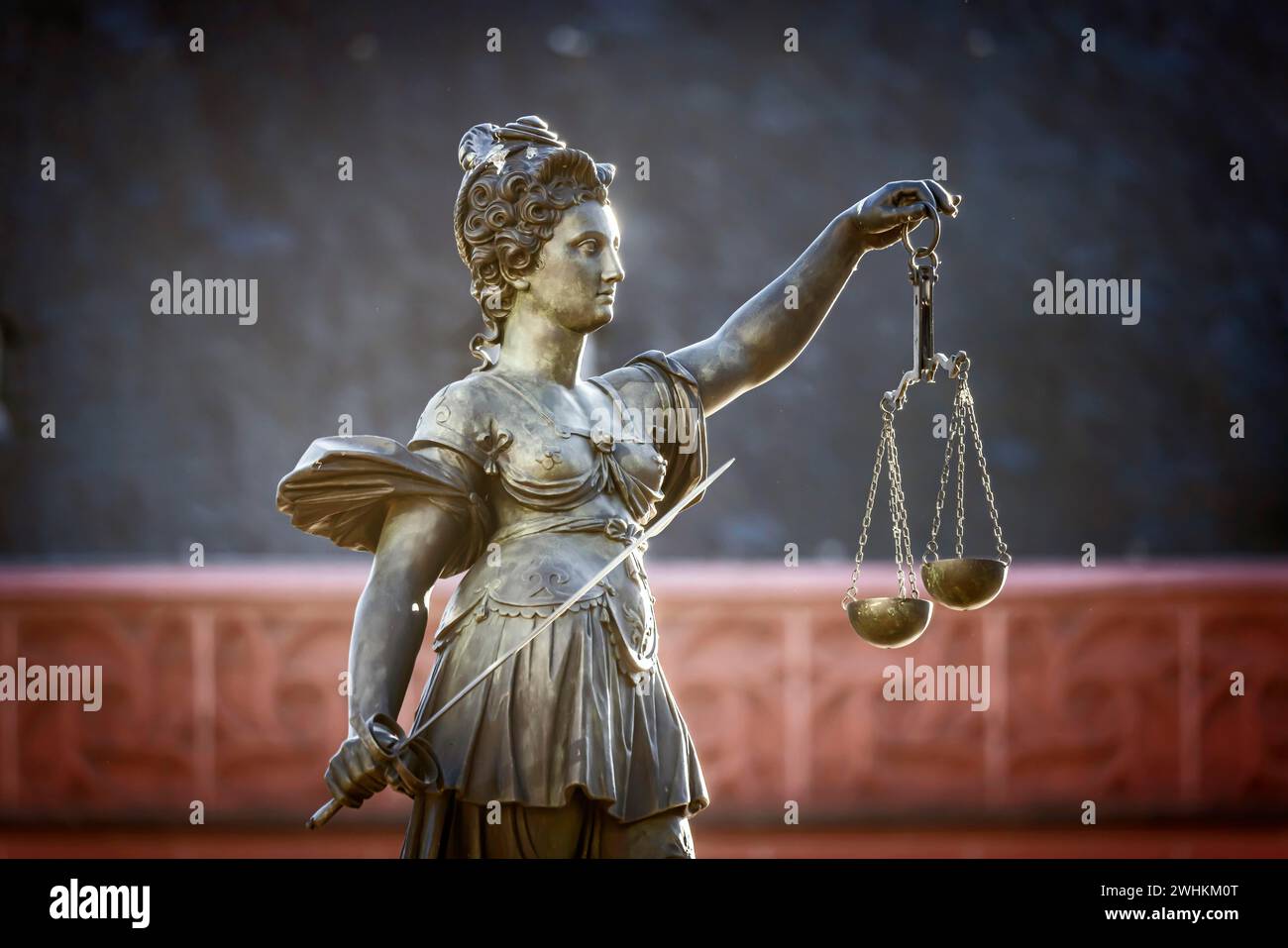 Justitia, Roman goddess of justice. Roemerberg, city centre of ...