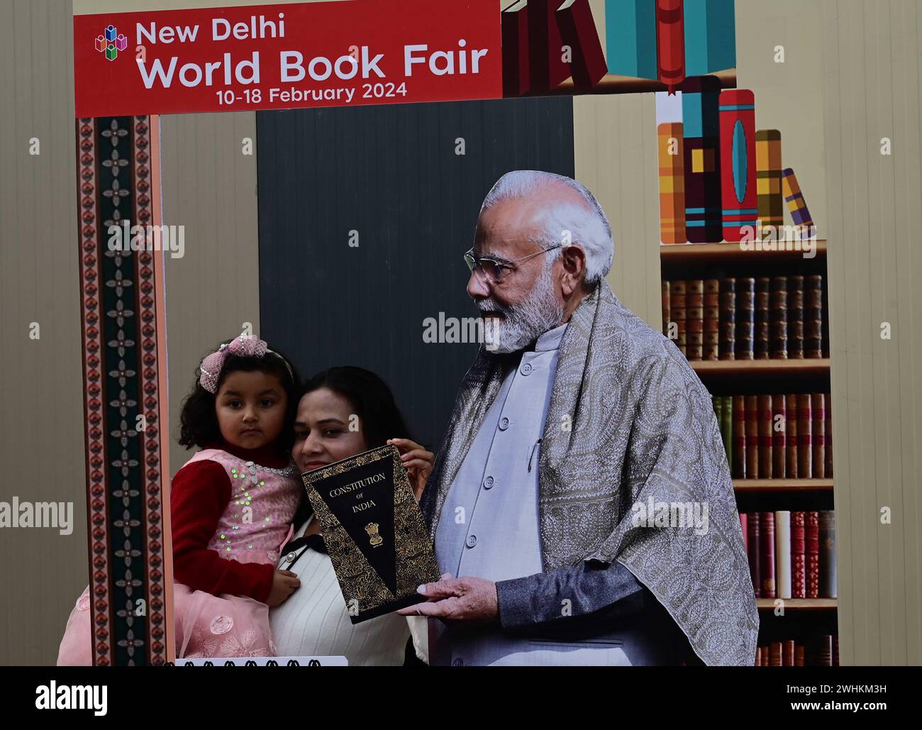 NEW DELHI, INDIA -FEBRUARY 10: People take selfie with Prime Minister ...