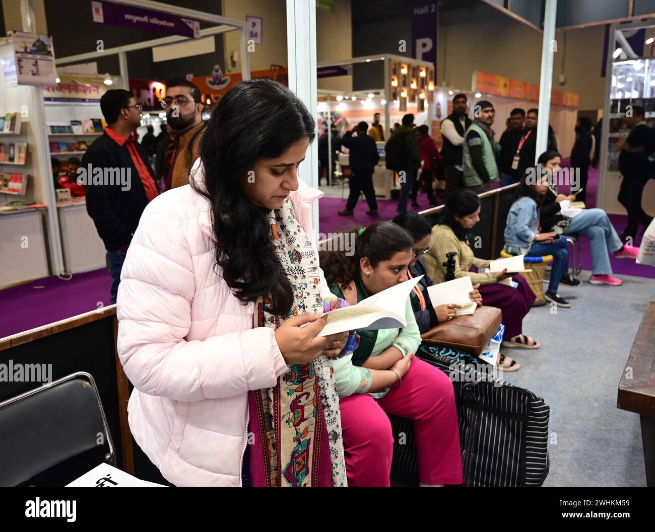NEW DELHI, INDIA -FEBRUARY 10: People reads or take a look at the books ...