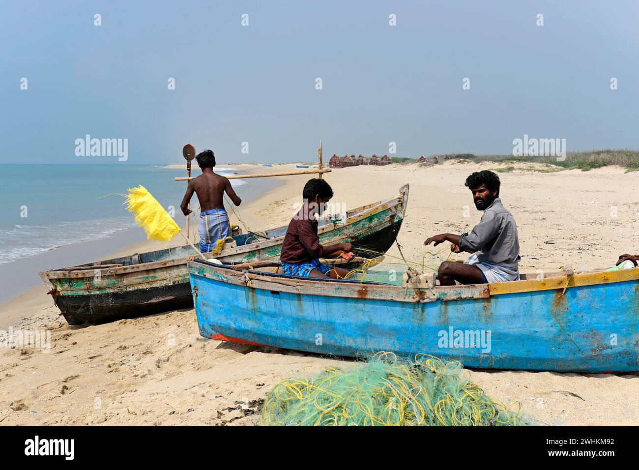 Fishing boats on the beach of Kovalam, Malabar coast, Malabar, Kerala ...