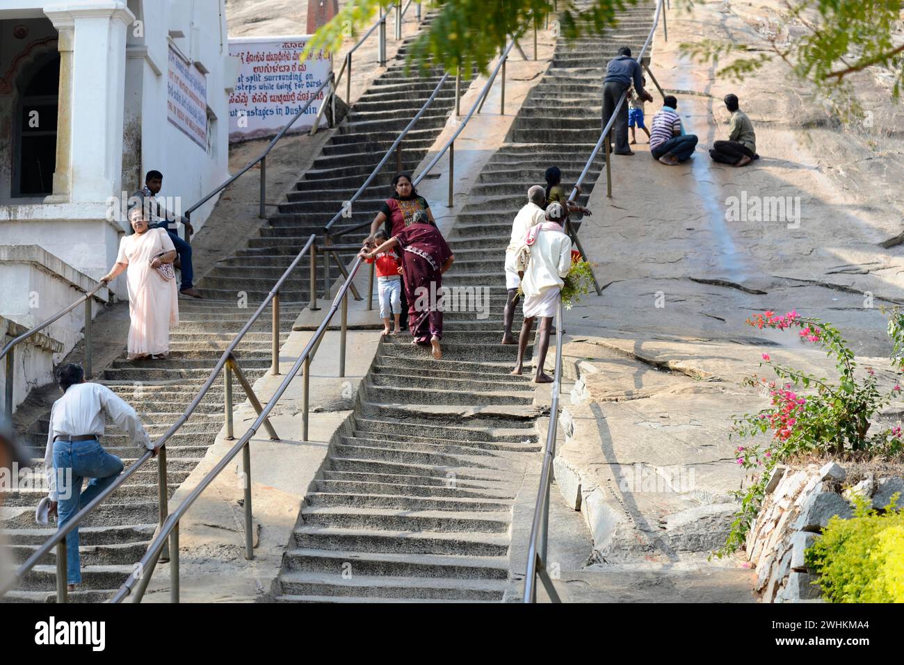 Over 600 steps to the Gomateshwara statue, Jaina-Asket, Jain temple on ...