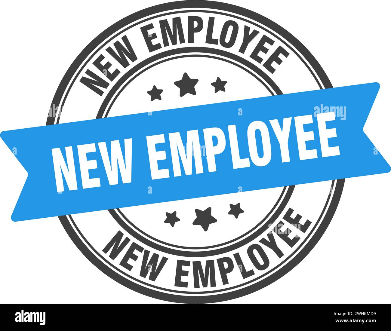 new employee stamp. new employee round sign. label on transparent ...