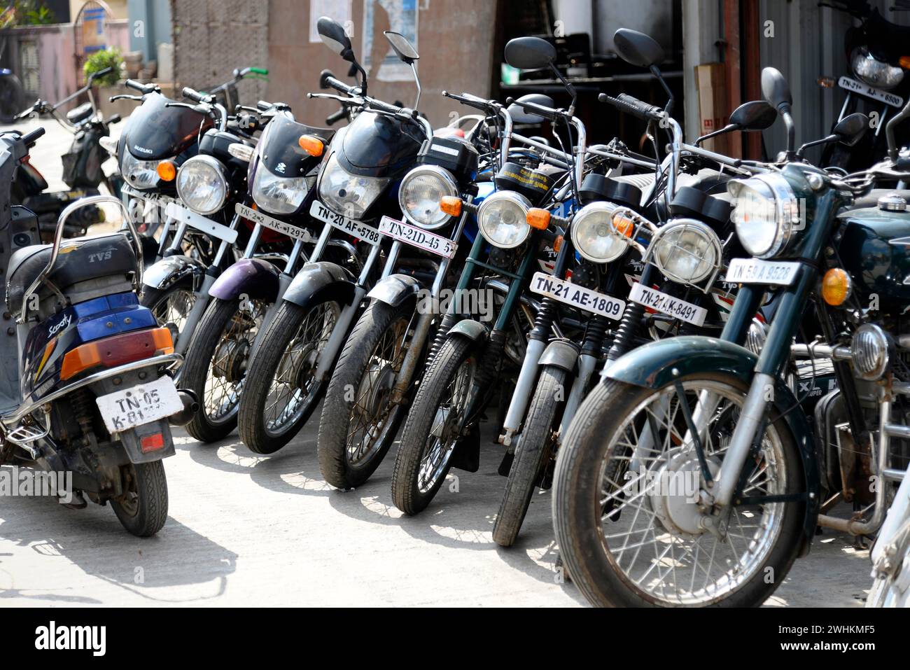 Motorbike rental, Kanchipuram, Tamil Nadu, South India, India Stock ...