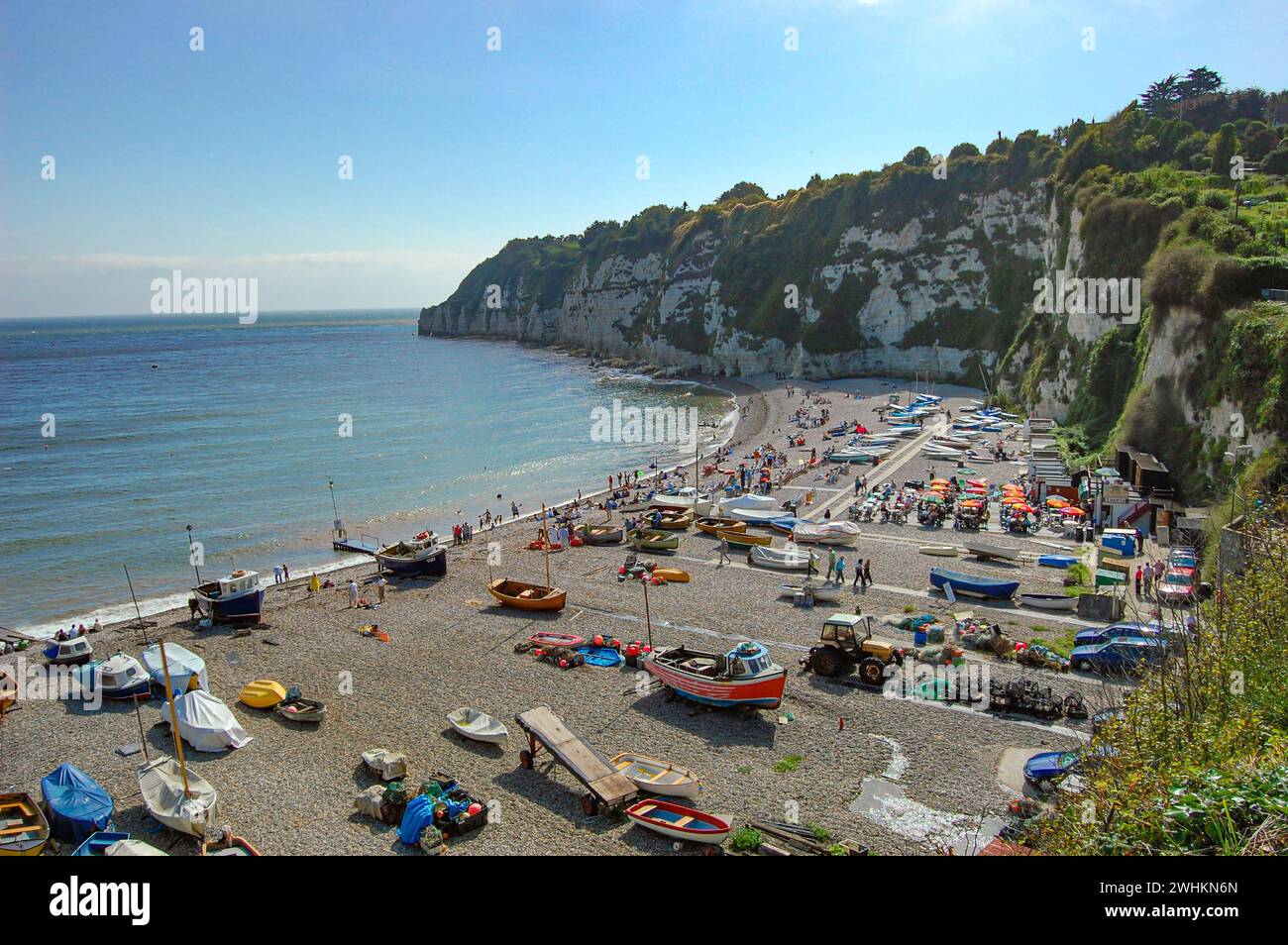 Beer beach, off the fishing village of Beer in Devon, England. Jurassic ...