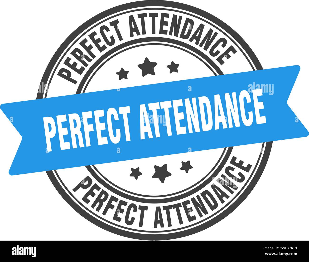 perfect attendance stamp. perfect attendance round sign. label on ...