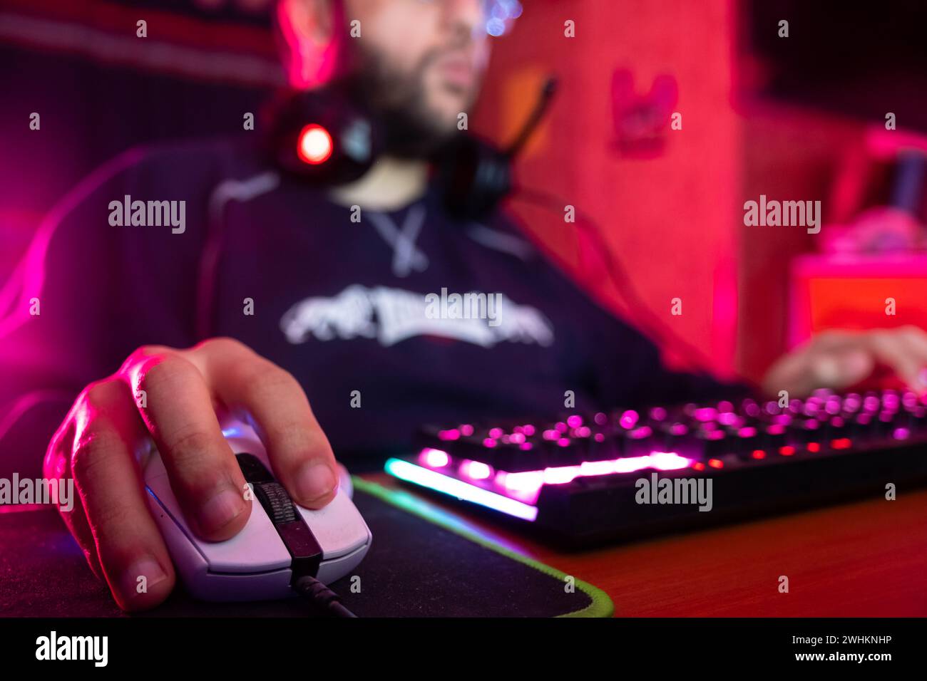 Hands typing keyboard rgb backlight hi-res stock photography and images ...