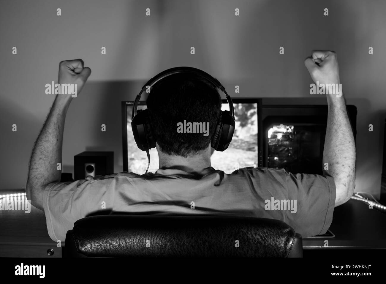 Happy cyber man Black and White Stock Photos & Images - Alamy