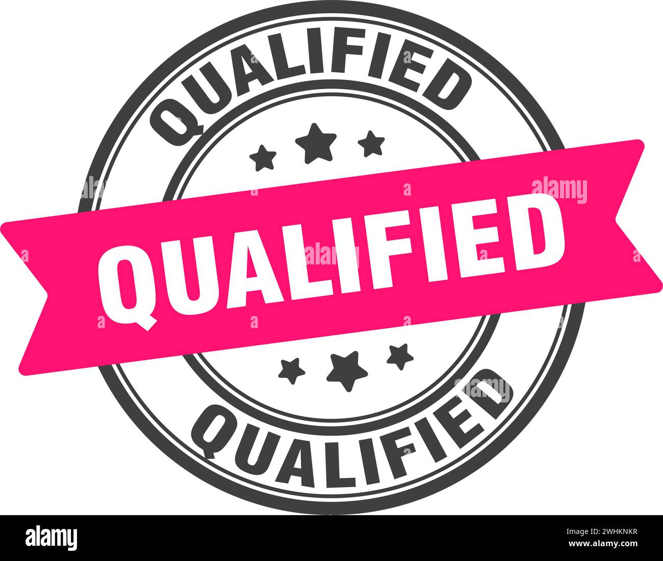 qualified stamp. qualified round sign. label on transparent background ...
