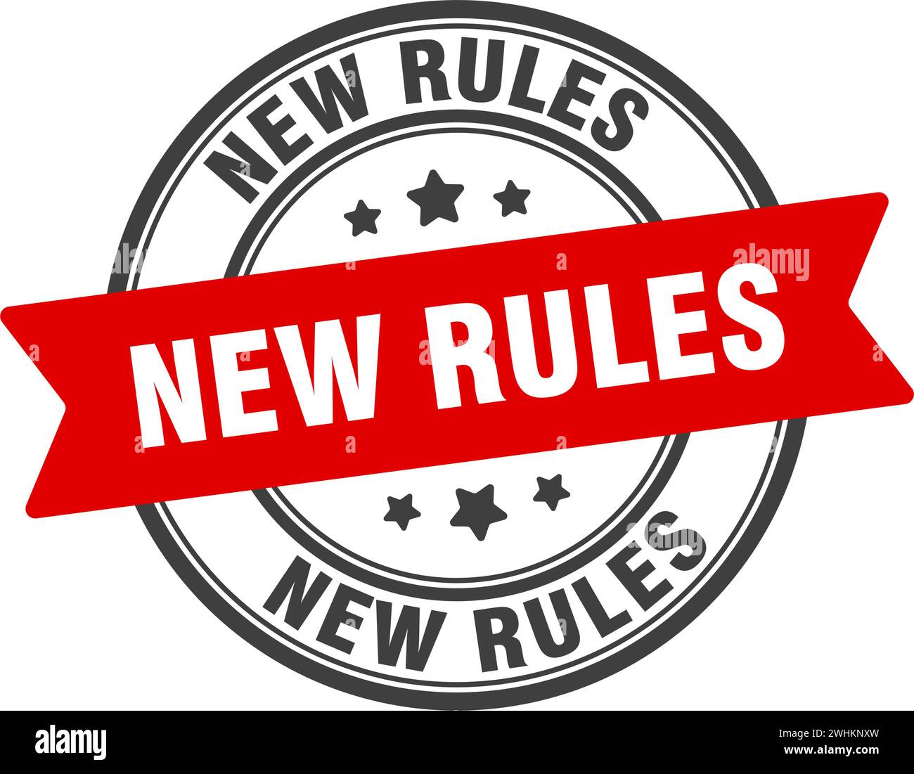 new rules stamp. new rules round sign. label on transparent background ...