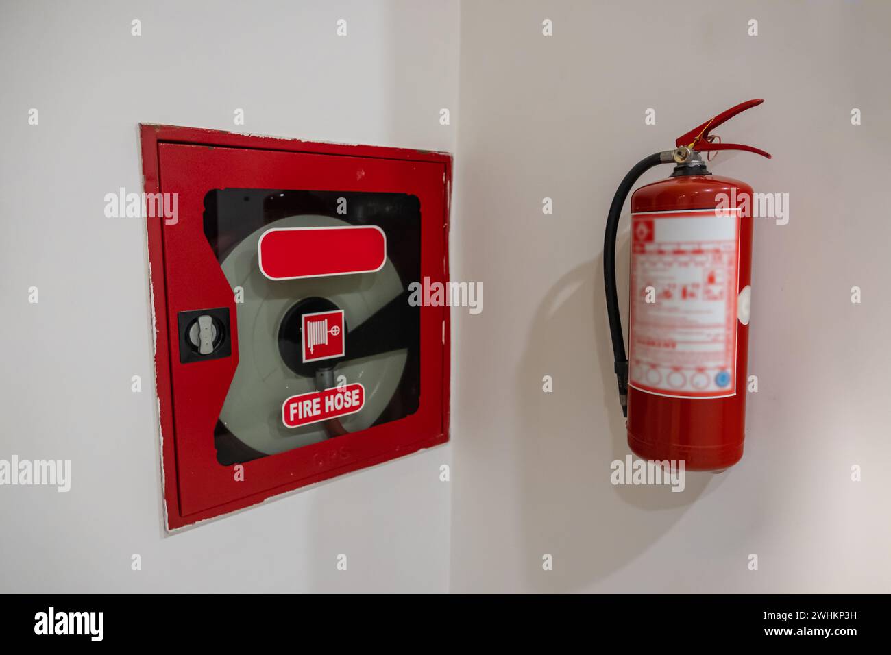 Fire fighting kit in a an entrance of a compound or building to ...