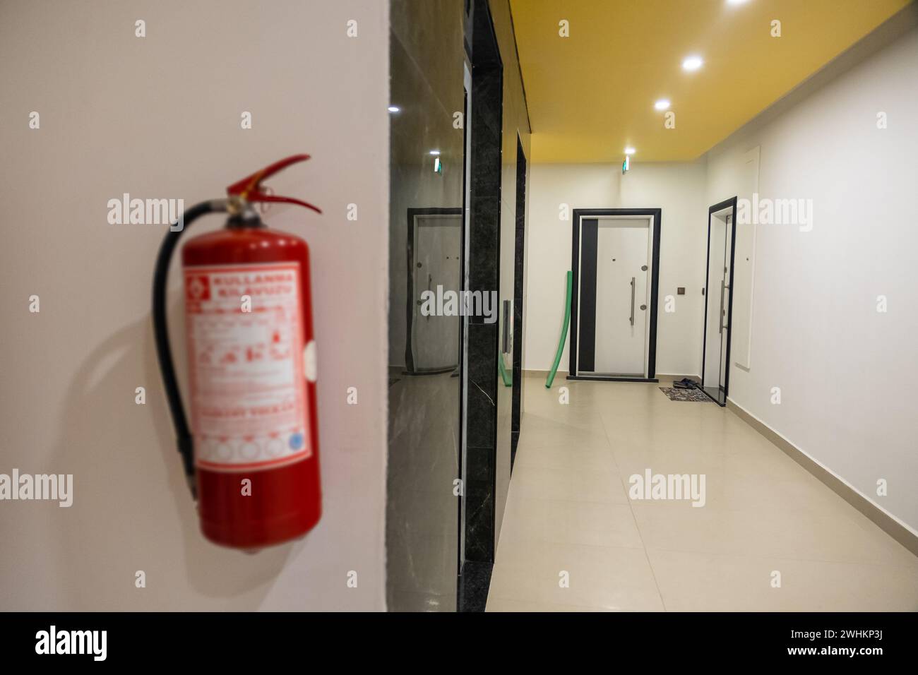 Fire fighting kit in a an entrance of a compound or building to ...