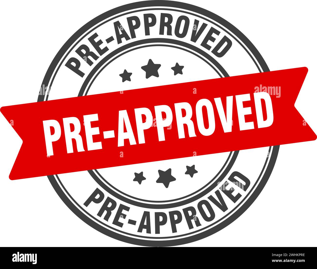 pre-approved stamp. pre-approved round sign. label on transparent ...