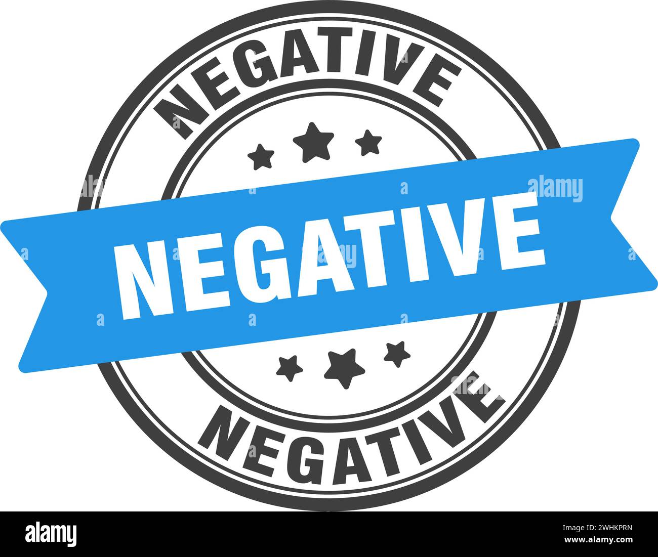negative stamp. negative round sign. label on transparent background ...