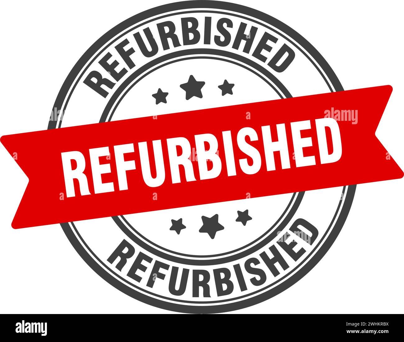 refurbished stamp. refurbished round sign. label on transparent ...