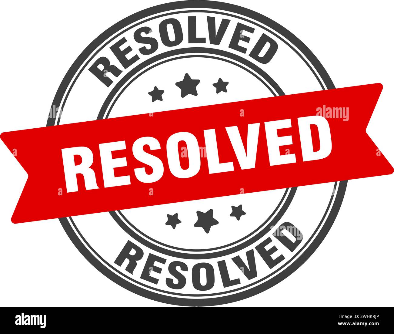 resolved stamp. resolved round sign. label on transparent background ...