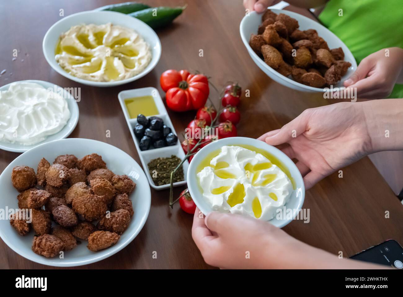 Arabic breakfast with different plates Stock Photo - Alamy