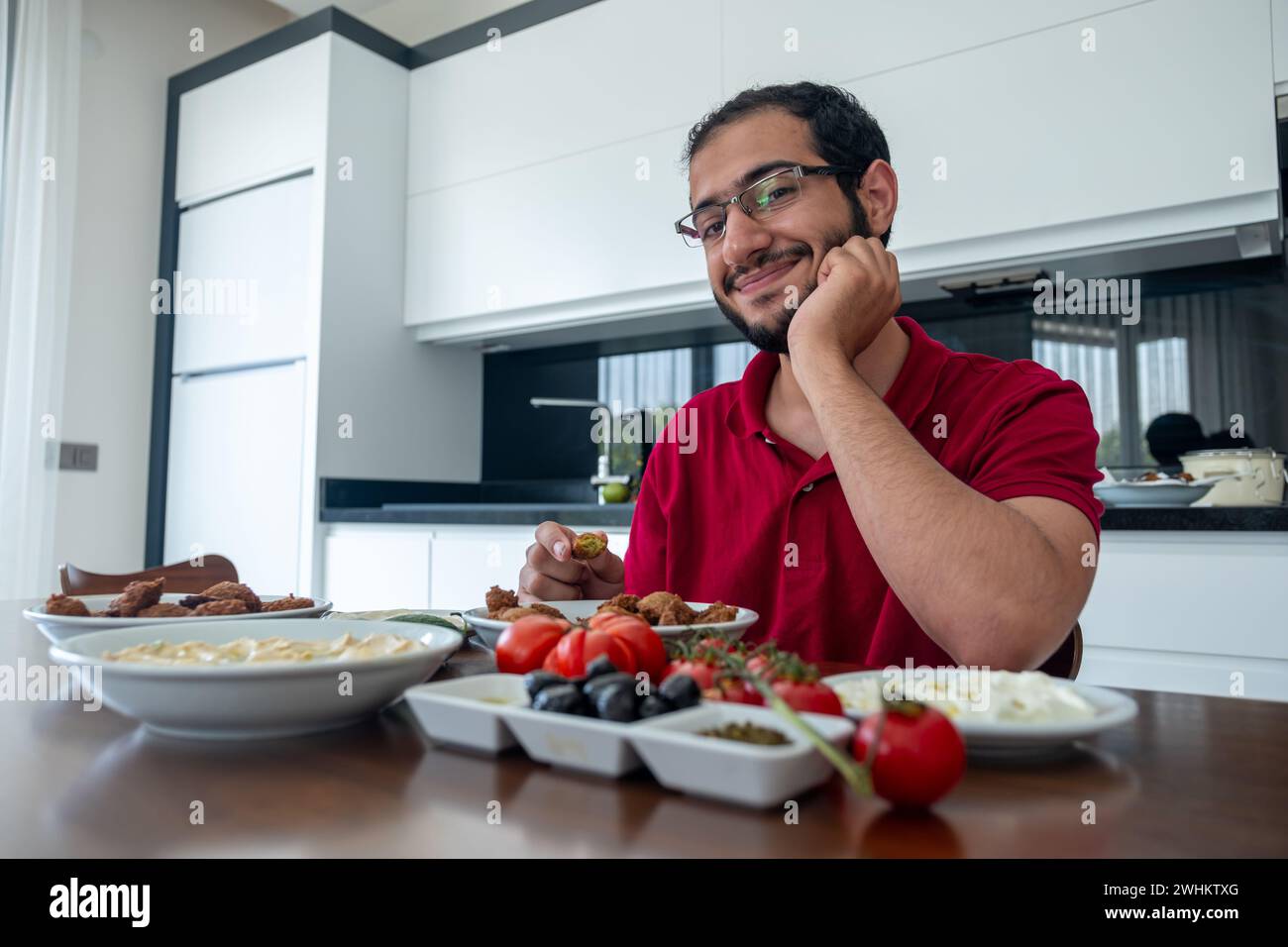 Arabic breakfast with different plates Stock Photo - Alamy