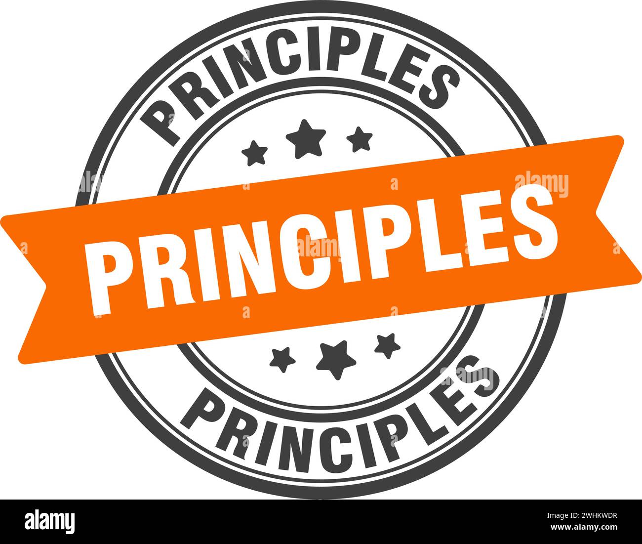 principles stamp. principles round sign. label on transparent ...