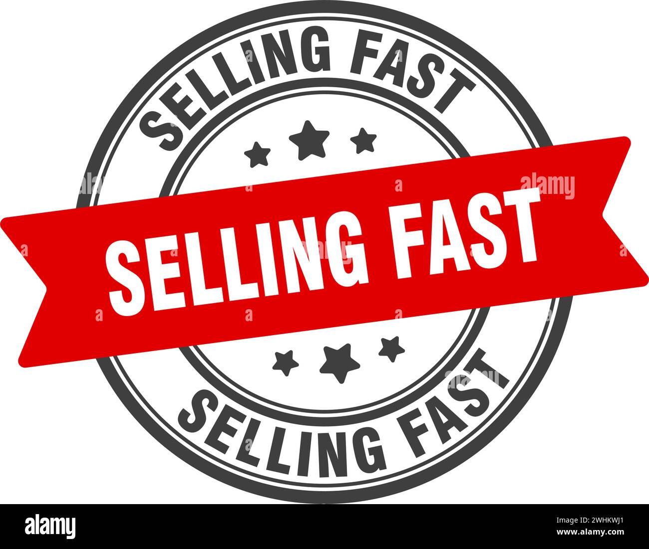 selling fast stamp. selling fast round sign. label on transparent ...