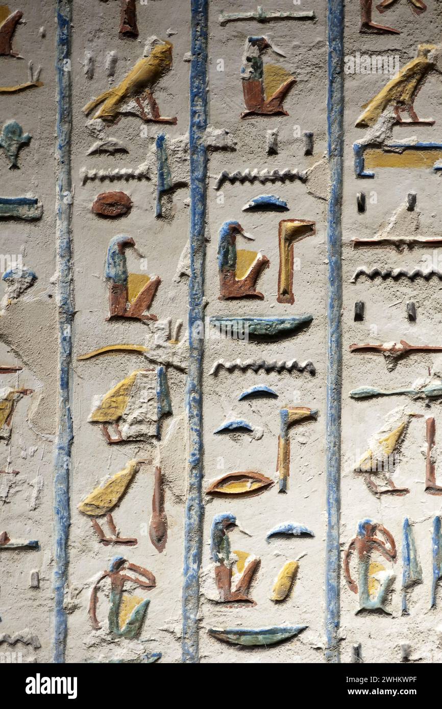 Middle East, Egypt, valley, Luxor, wall, tablet, hieroglyphs, script ...