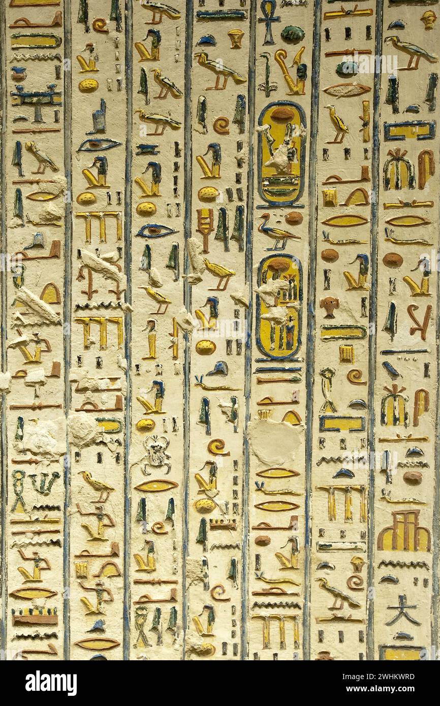 Middle East, Egypt, valley, Luxor, wall, tablet, hieroglyphs, script ...