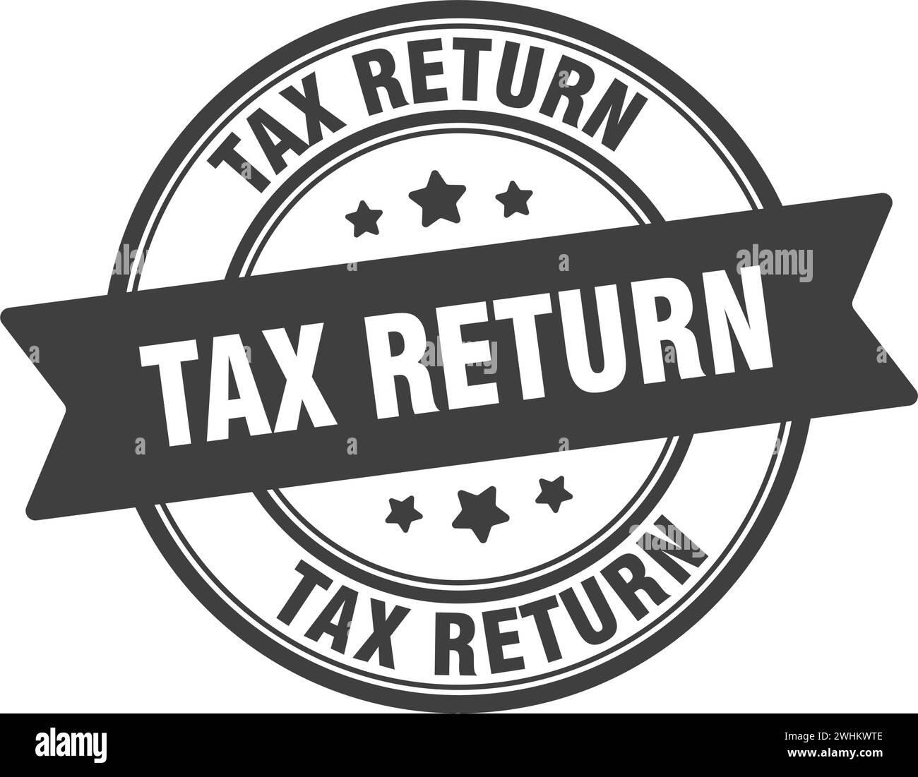 tax return stamp. tax return round sign. label on transparent ...