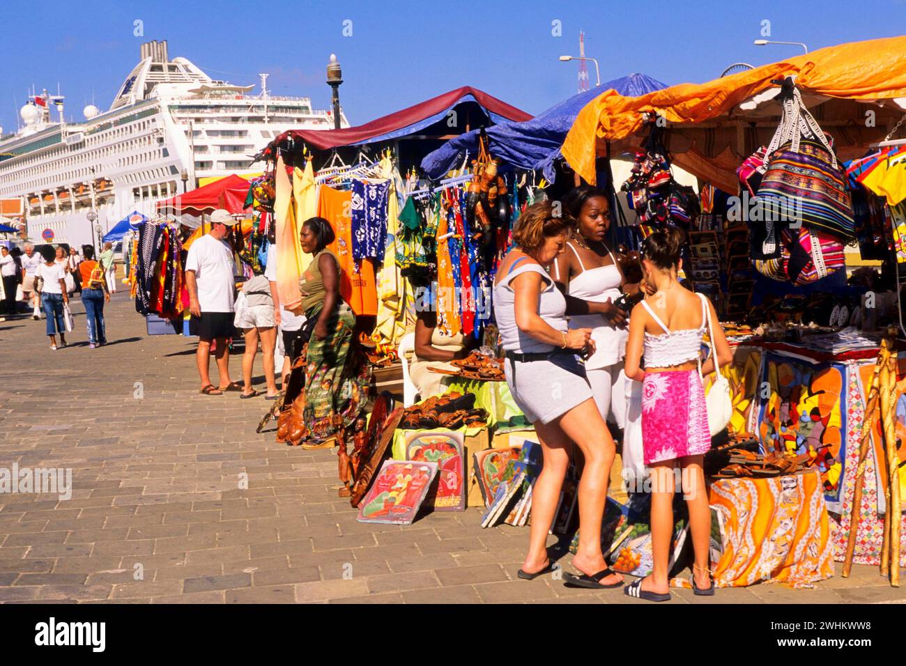 Caribbean, tourist market on Curacao, Central America Stock Photo - Alamy