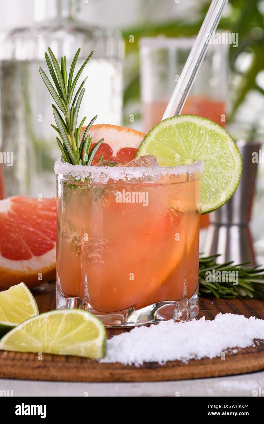 Cocktail Pink Paloma is grapefruit and tequila Stock Photo - Alamy