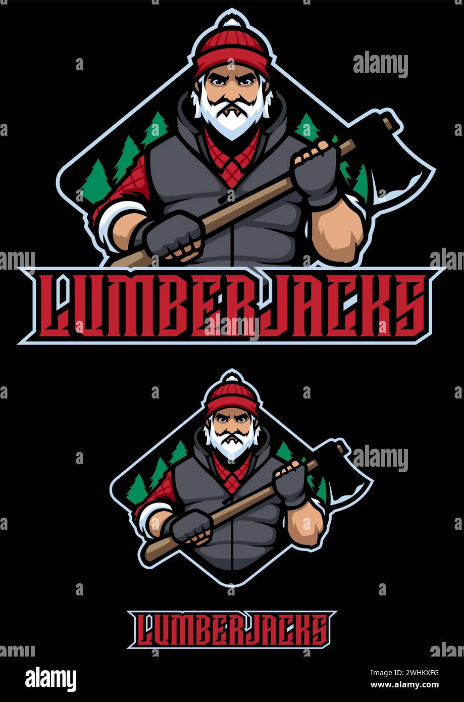 Mascot style illustration of a rugged lumberjack for the Lumberjacks ...