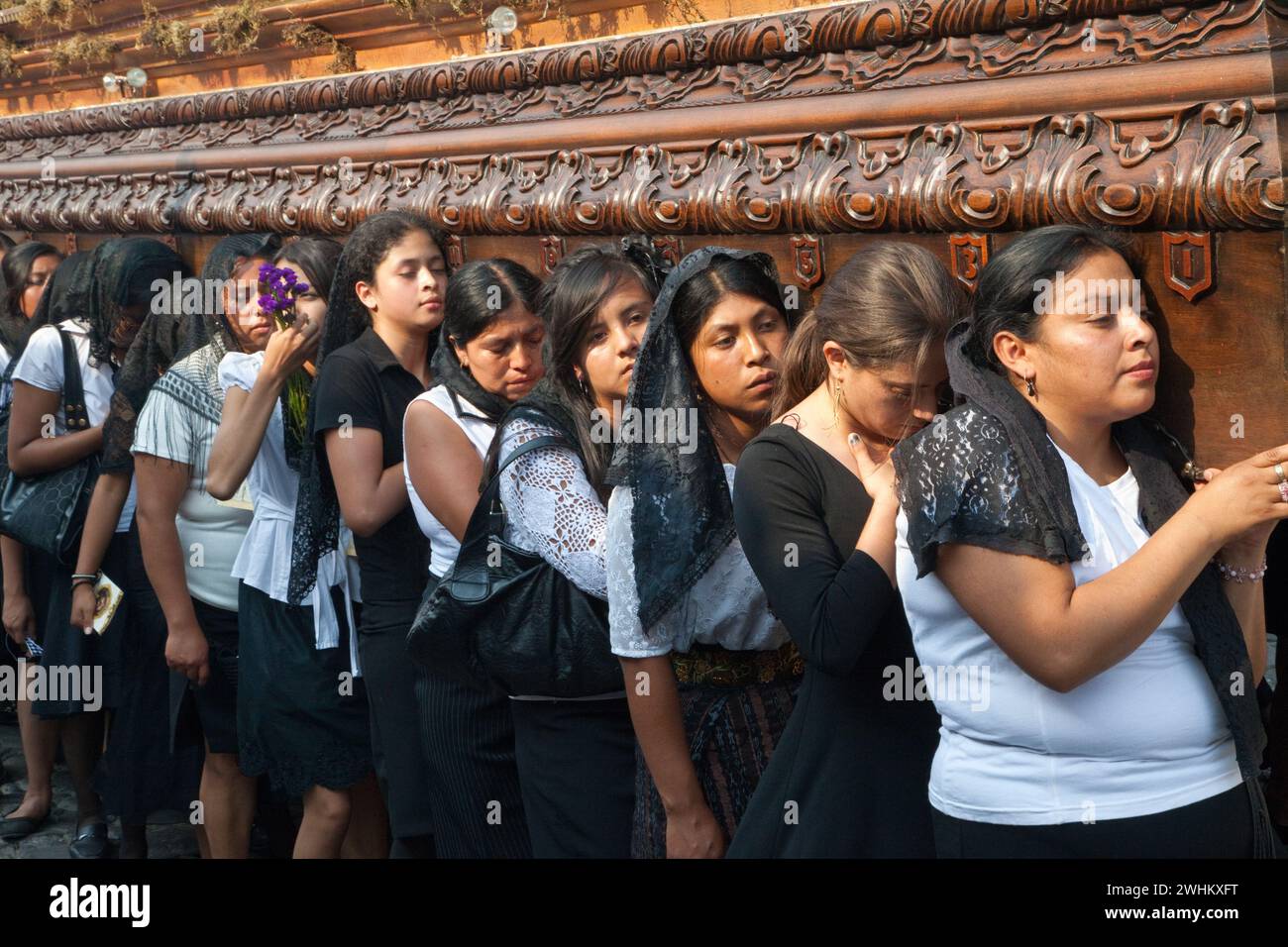 Antigua, Guatemala. Semana Santa (Holy Week). Women Carrying an Anda ...