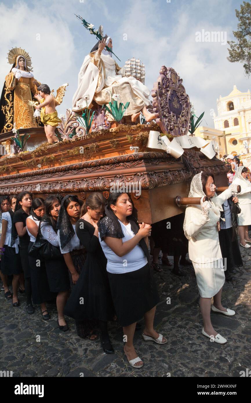 Antigua, Guatemala. Semana Santa (Holy Week). Women Carrying an Anda ...