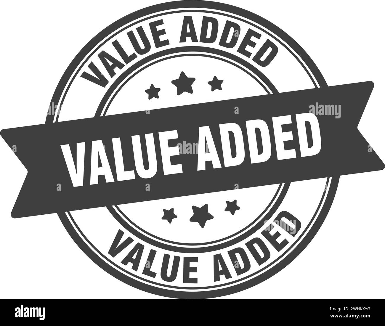 value added stamp. value added round sign. label on transparent ...