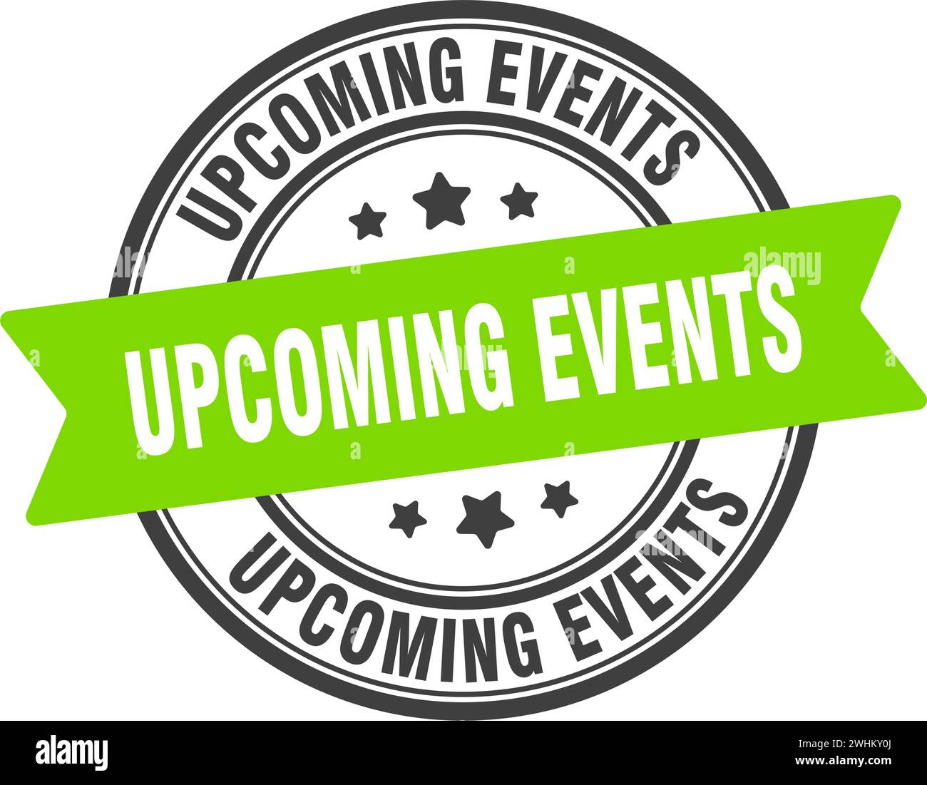 upcoming events stamp. upcoming events round sign. label on transparent ...