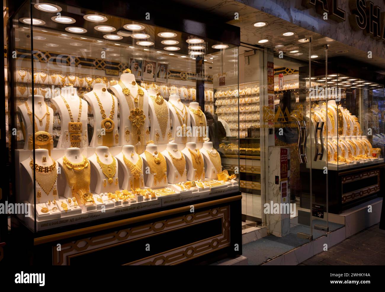 Gold in shop window, display, offer, wedding jewellery, gold souq ...