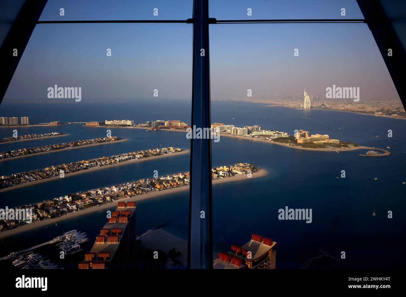 View from The View At the Palm, on Hotel Burj al Arab, Burj Khalifa ...
