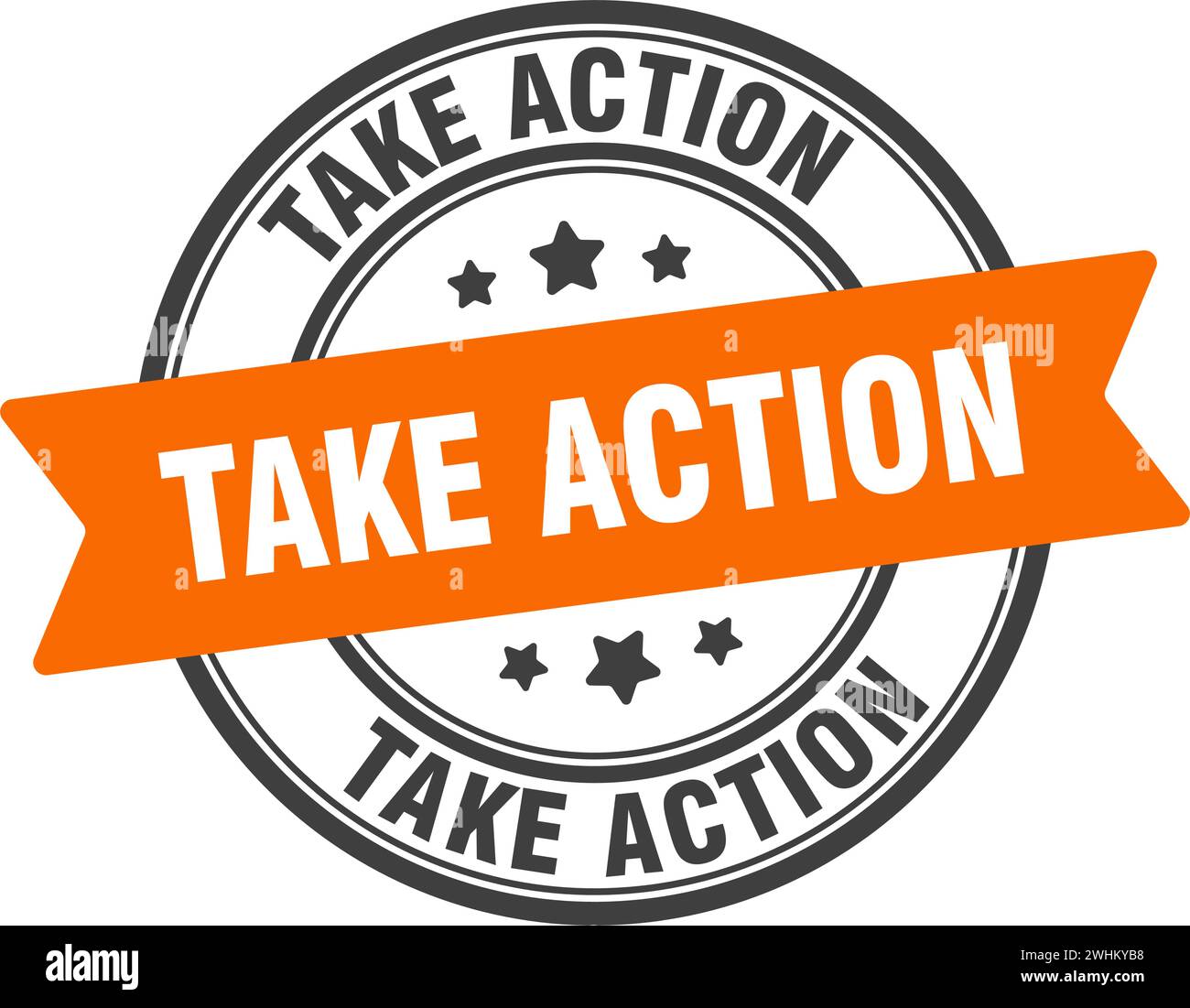 take action stamp. take action round sign. label on transparent ...