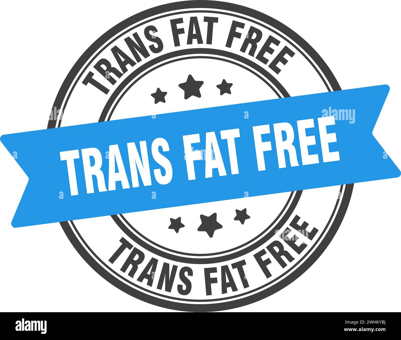 trans fat free stamp. trans fat free round sign. label on transparent ...
