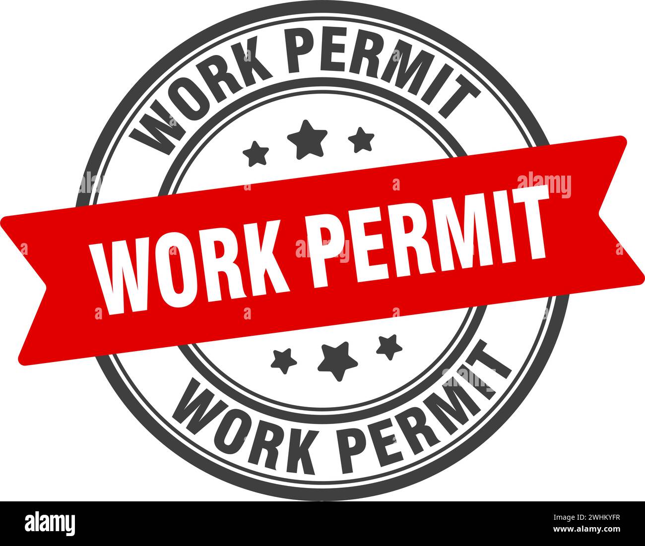 work permit stamp. work permit round sign. label on transparent ...