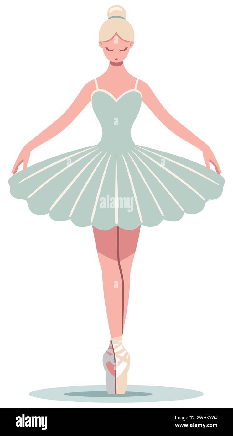 Flat style illustration of a ballerina poised on tiptoe in a dance pose ...