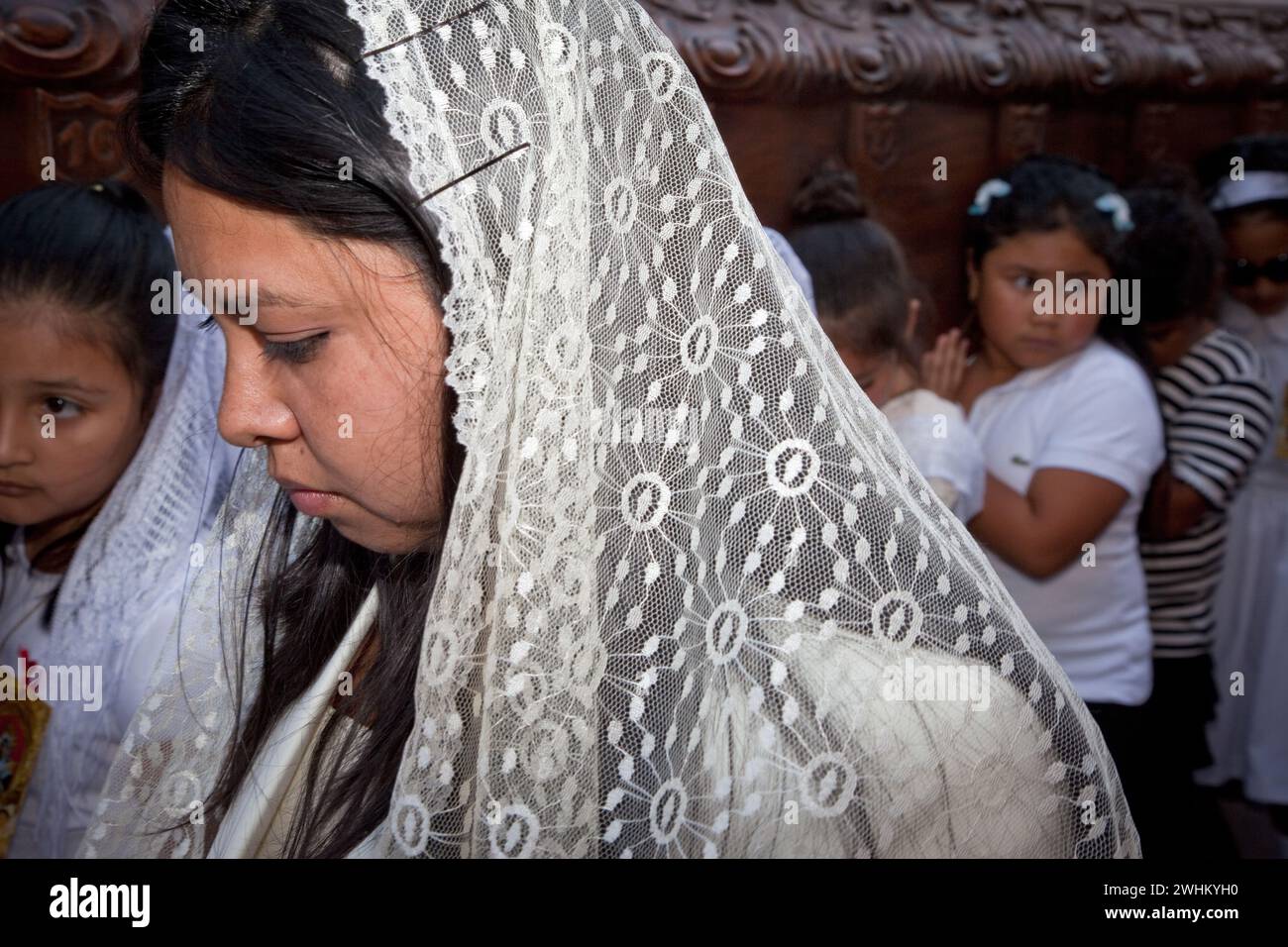 Antigua, Guatemala. Semana Santa (Holy Week). Woman in Scarf ...