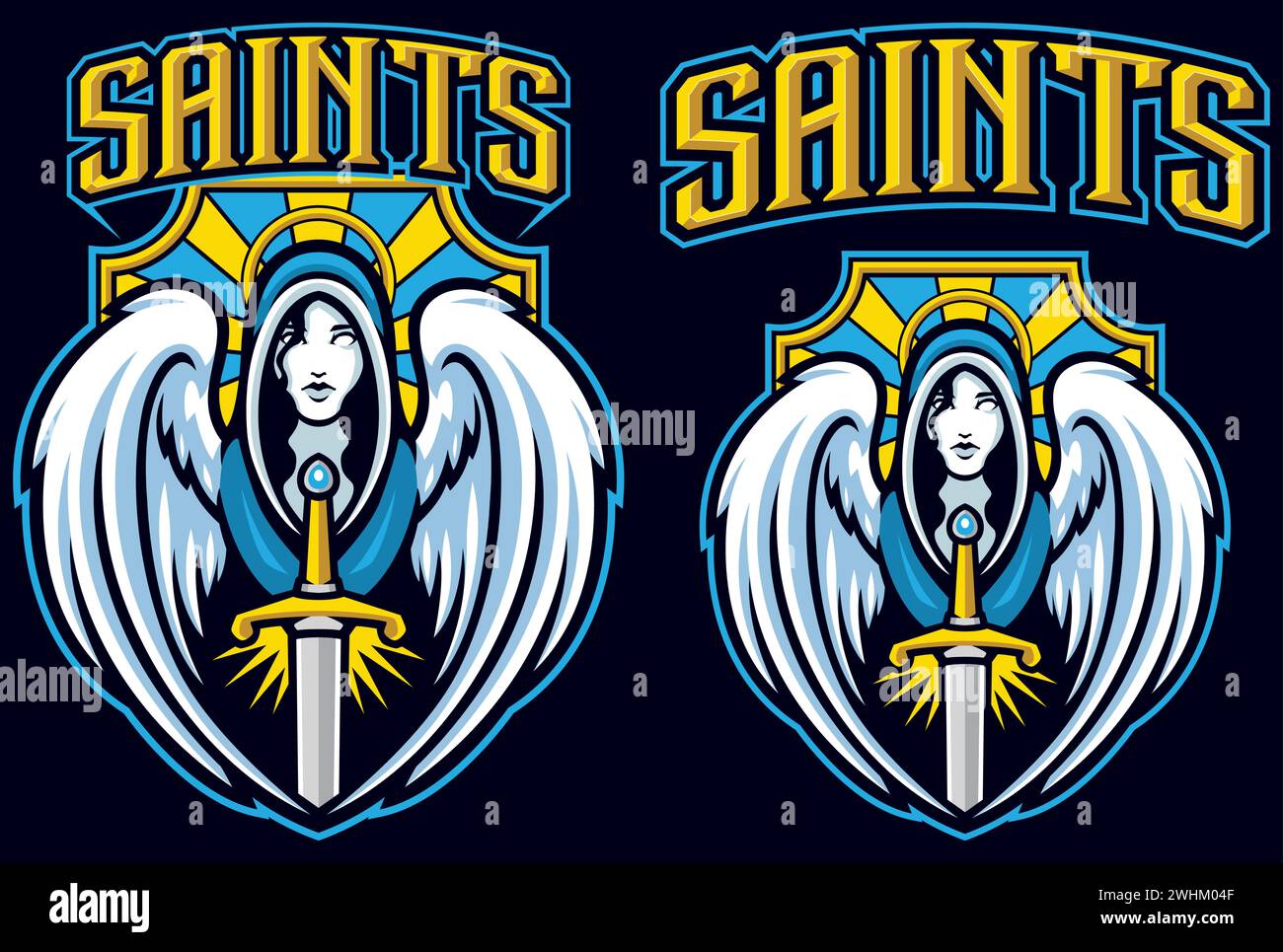 Mascot style illustration of an angelic figure for the Saints team ...